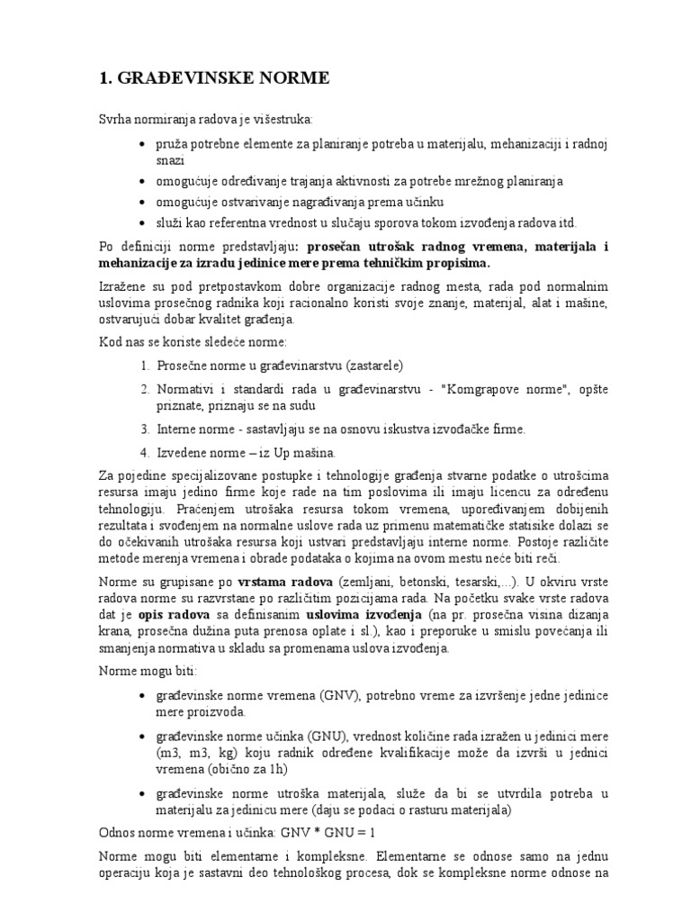 Gradjevinske Norme Predavanje | PDF