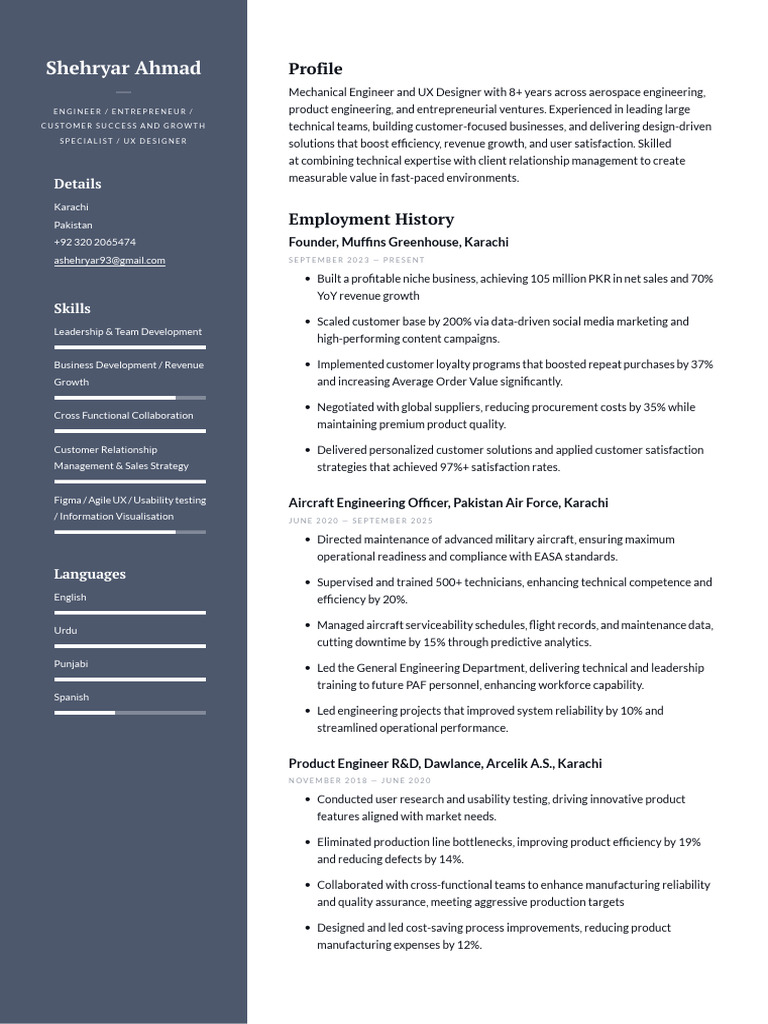 Mechanical Engineer & UX Designer Profile | PDF | Usability | Business