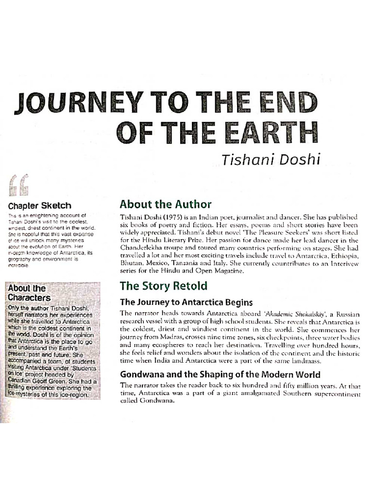 Lesson-Journey To The End of The Earth Notes | PDF
