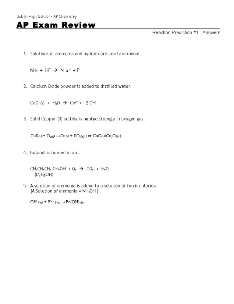 AP Exam Review: Dublin High School - AP Chemistry | PDF | Science ...