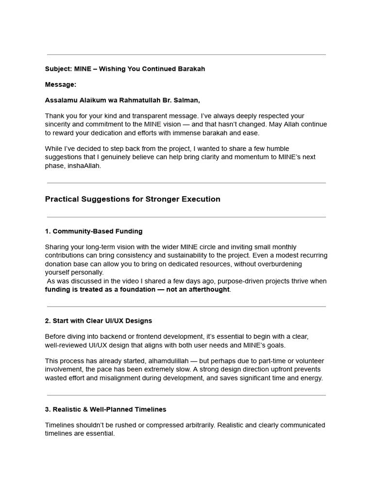 MINE Project Improvement Suggestions | PDF