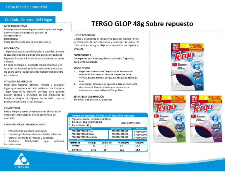 Pasta Desinfectante para Inodoro Tergo Glop | PDF | Higiene