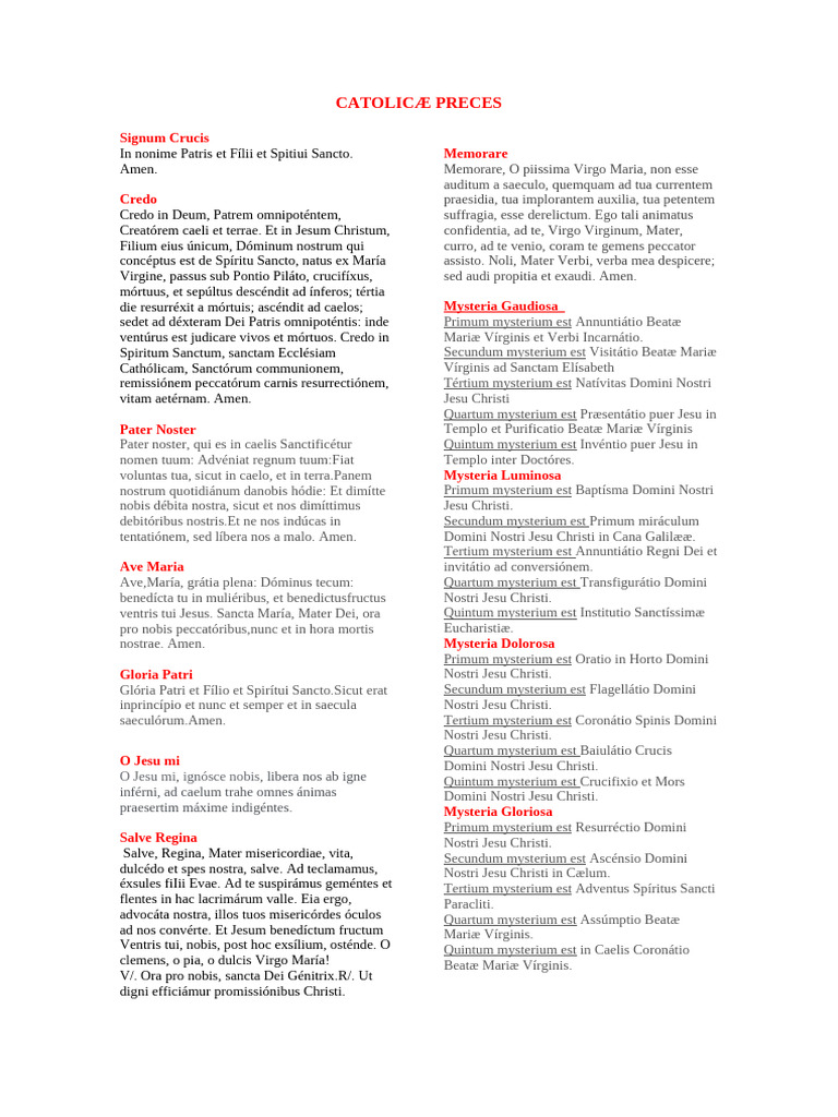 CATOLICÆ PRECES and Catholic Prayers | PDF | Mary, Mother Of Jesus | Rosary