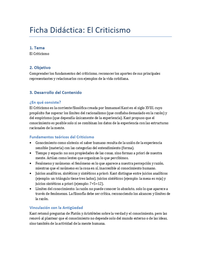 Ejemplos de Criticismo Cotidiano | PDF | Immanuel Kant | Conocimiento