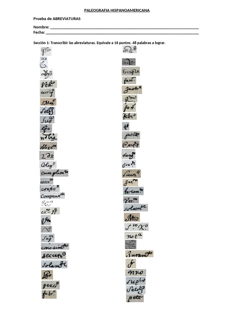 Examen de Abreviaturas | PDF