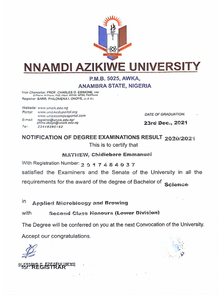 My Certificate (Degree) | PDF