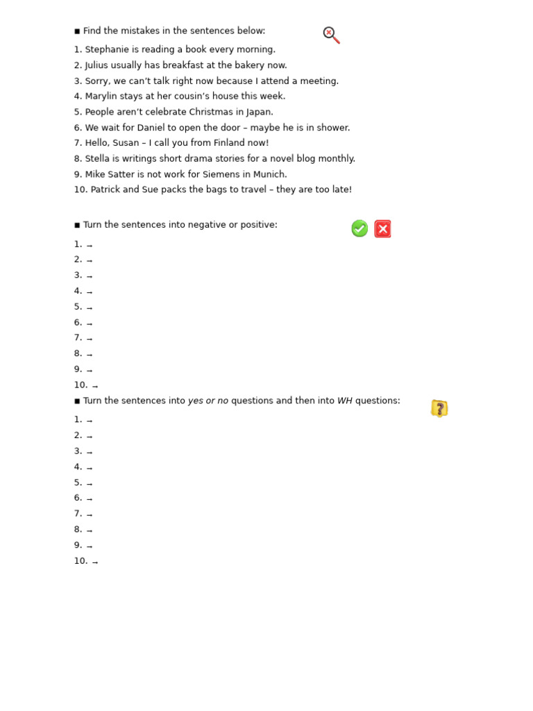 Grammar Focus - Present Simple and Present Continuous | PDF