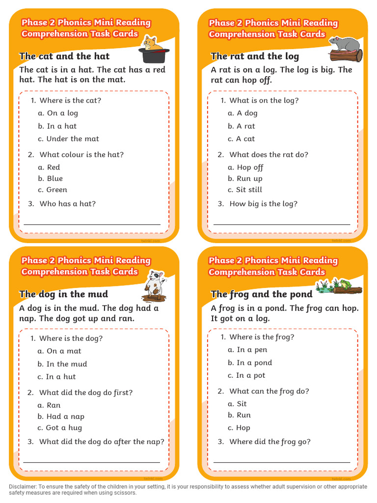 T 1747592874 Phase 2 Phonics Mini Reading Comprehension Task Cards Ver ...