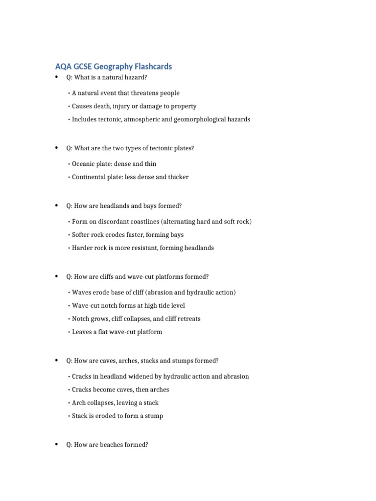 AQA GCSE Geography Flashcards | PDF
