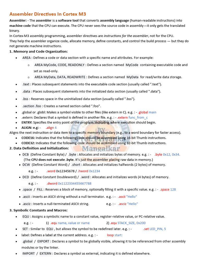 Assembeler Directives and Embedded C | PDF | Pointer (Computer Programming) | Assembly Language