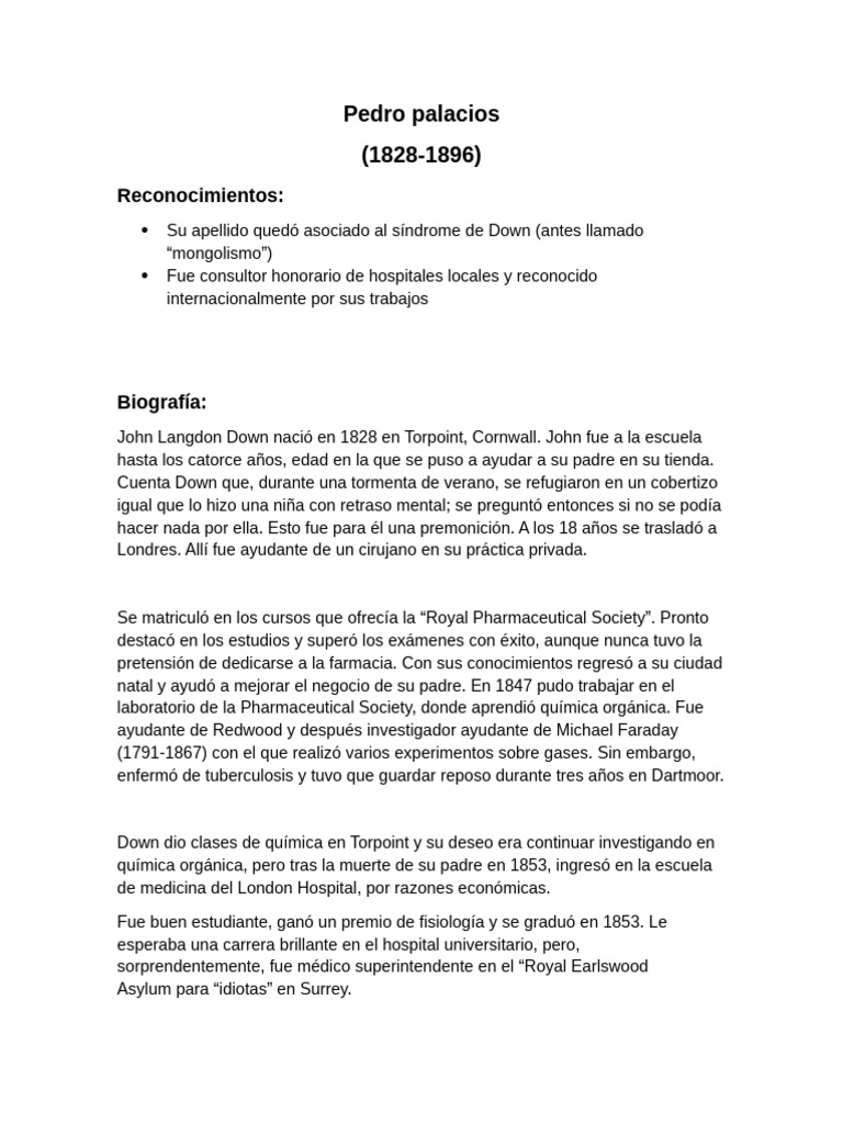 Vida y legado de John Langdon Down | PDF | Discapacidad intelectual ...