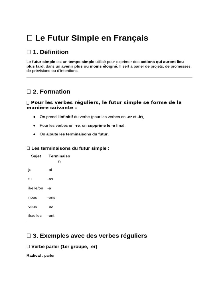Comprendre le Futur Simple en Français | PDF | Verbe | Sémantique