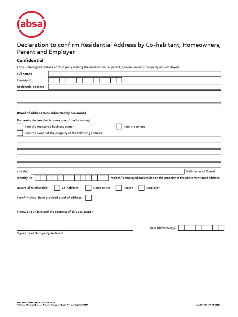 Confirmation of Residential Address Form | PDF