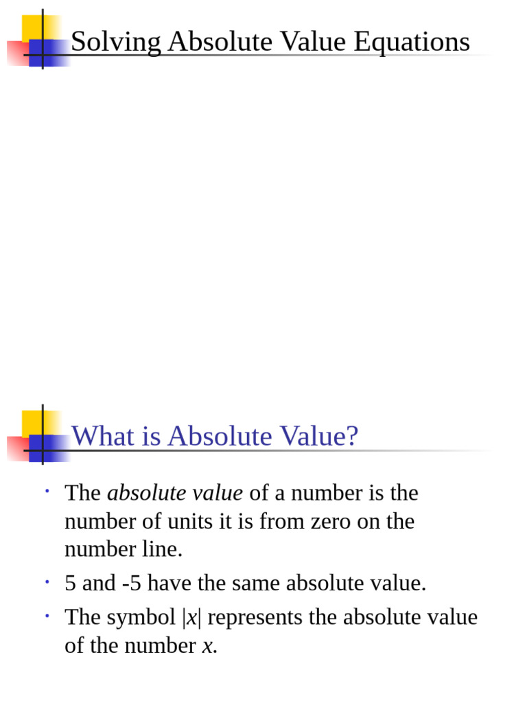 Understanding Absolute Value Equations | PDF | Mathematical Objects ...