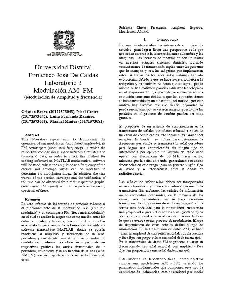 Modulación AM y FM en MATLAB | PDF | Modulación de frecuencia ...