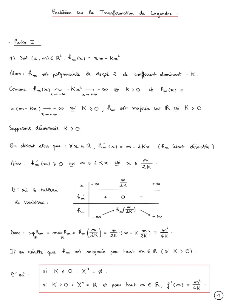 Pb Sur La Transformation de Legendre | PDF