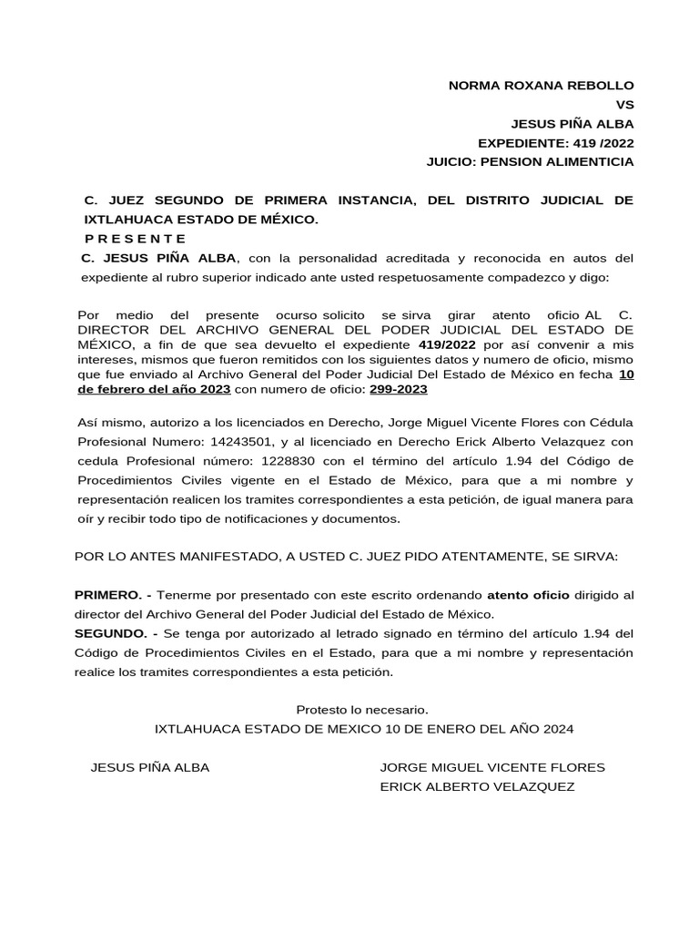 Devolucion de Expediente | PDF