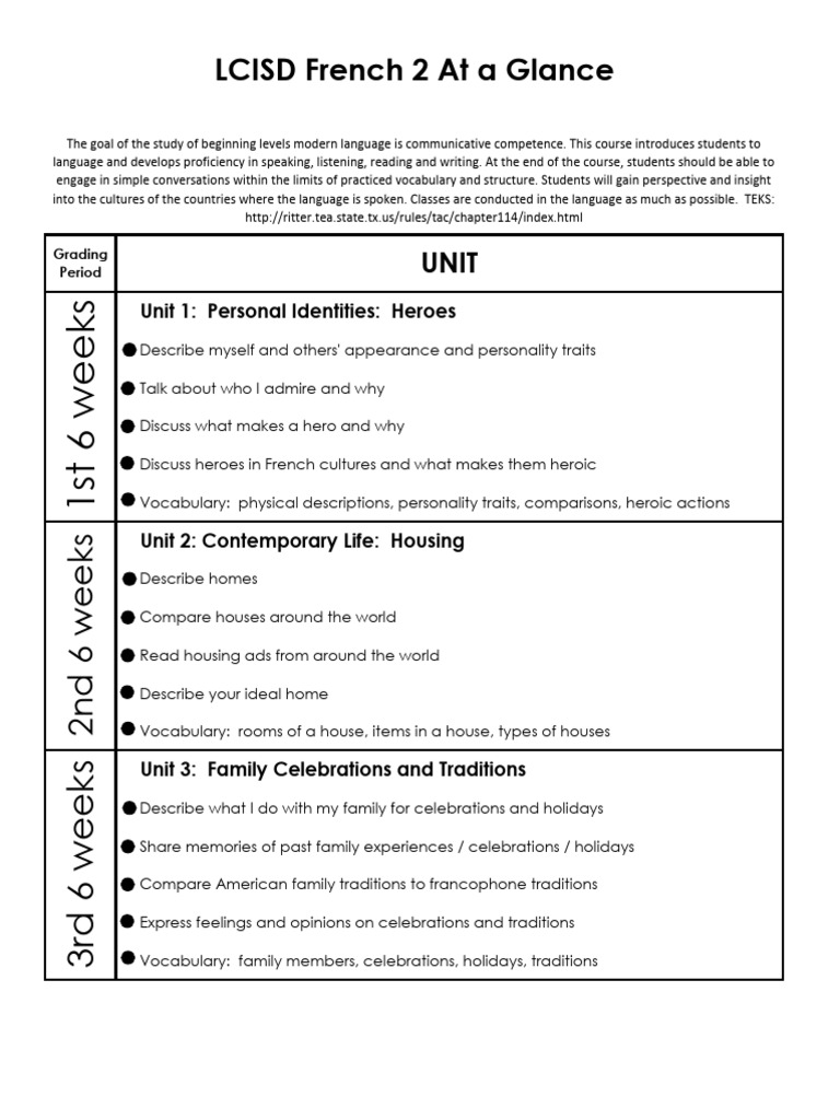 French 2 at A Glance Master 1 | PDF | Vocabulary | French Language