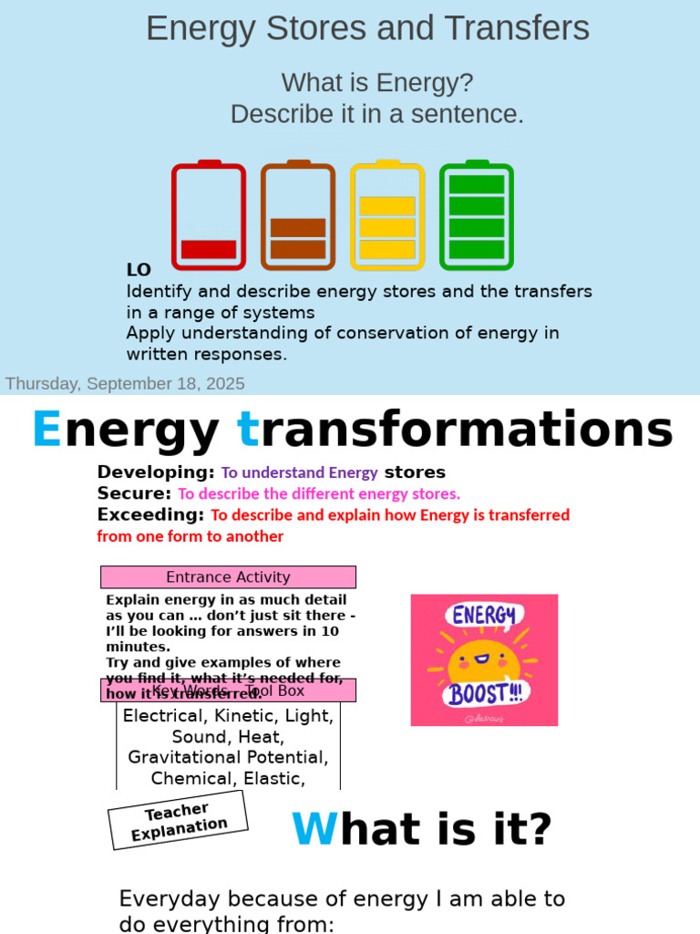 1 Energy Stores | PDF | Potential Energy | Heat