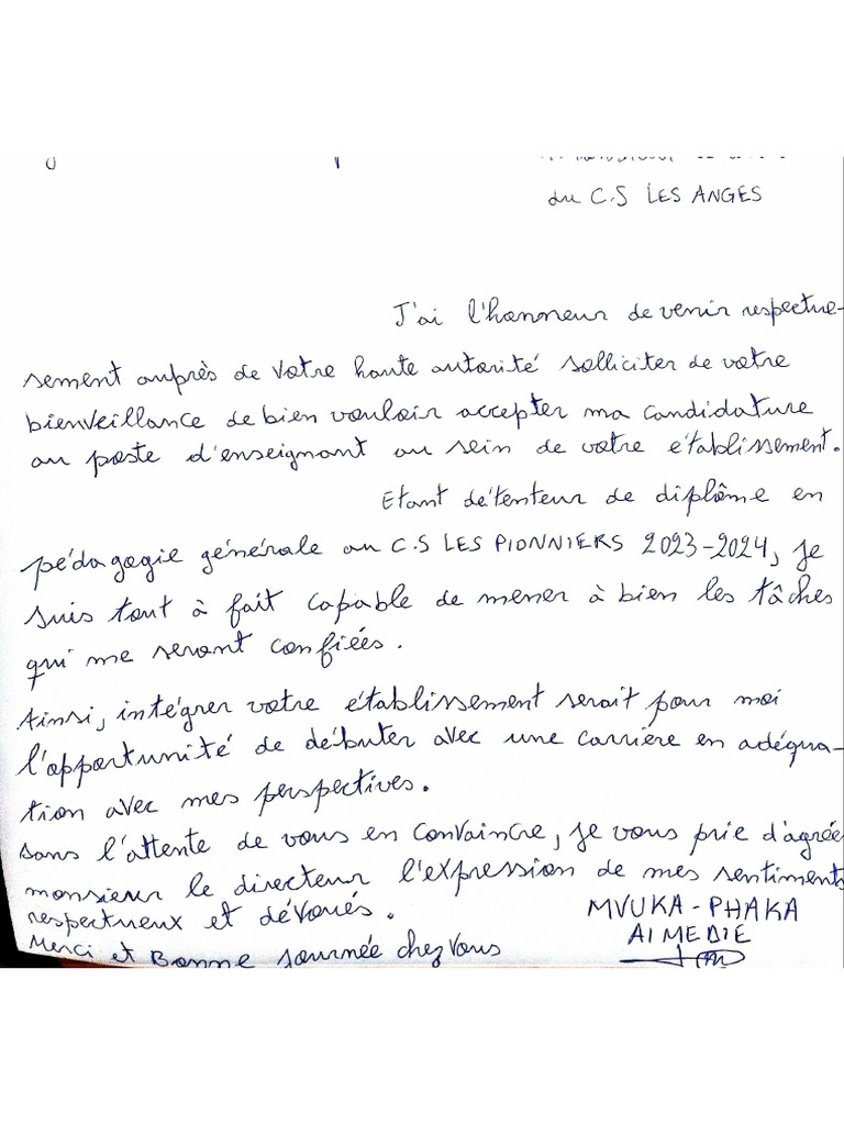 Lettre de Demande D'emploi | PDF