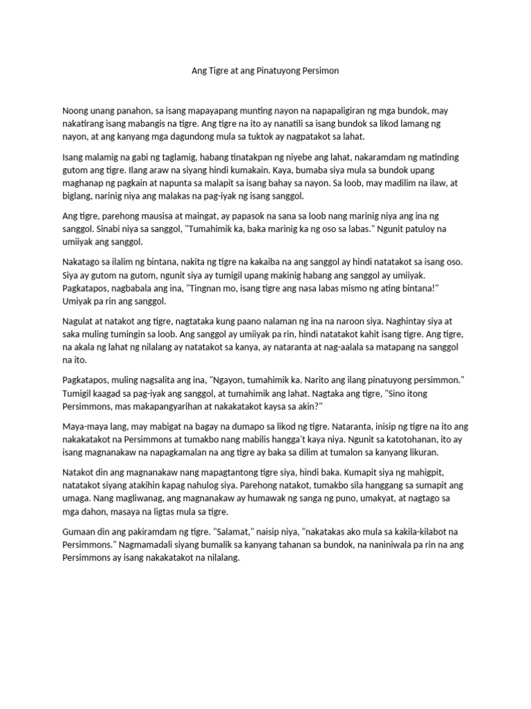 Ang Tigre at Ang Pinatuyong Persimon | PDF
