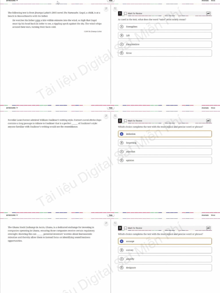 June 2024 SAT INT VER 2,1 (Only Ans For Verbal Module) | PDF