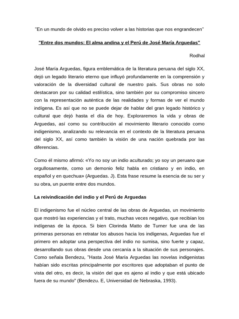 Legado de José María Arguedas en Perú | PDF | Perú