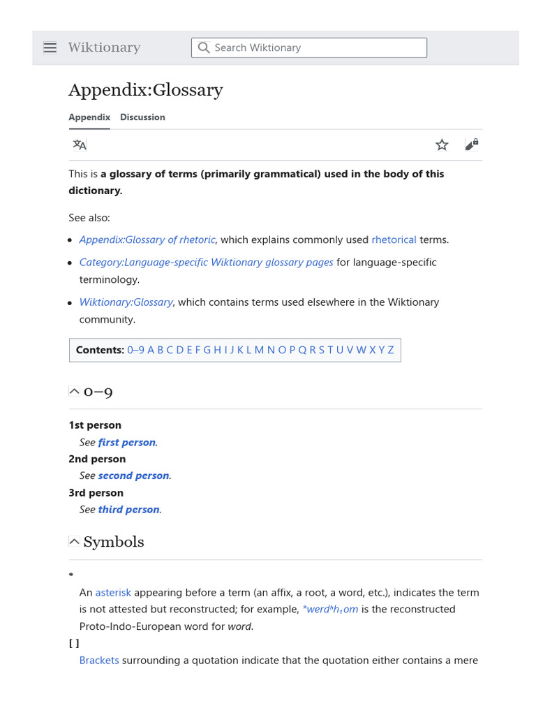 Appendix:Glossary: A Glossary of Terms (Primarily Grammatical) Used in The Body of This ...