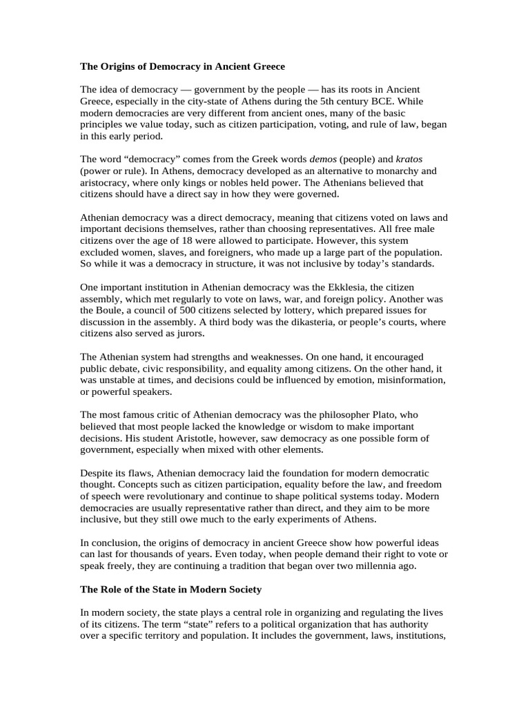 The Origins of Democracy in Ancient Greece | PDF | Liberalism | United ...