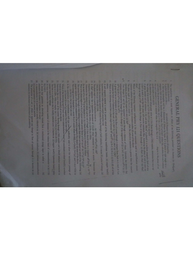 Phy 121 Past QST & Soln | PDF