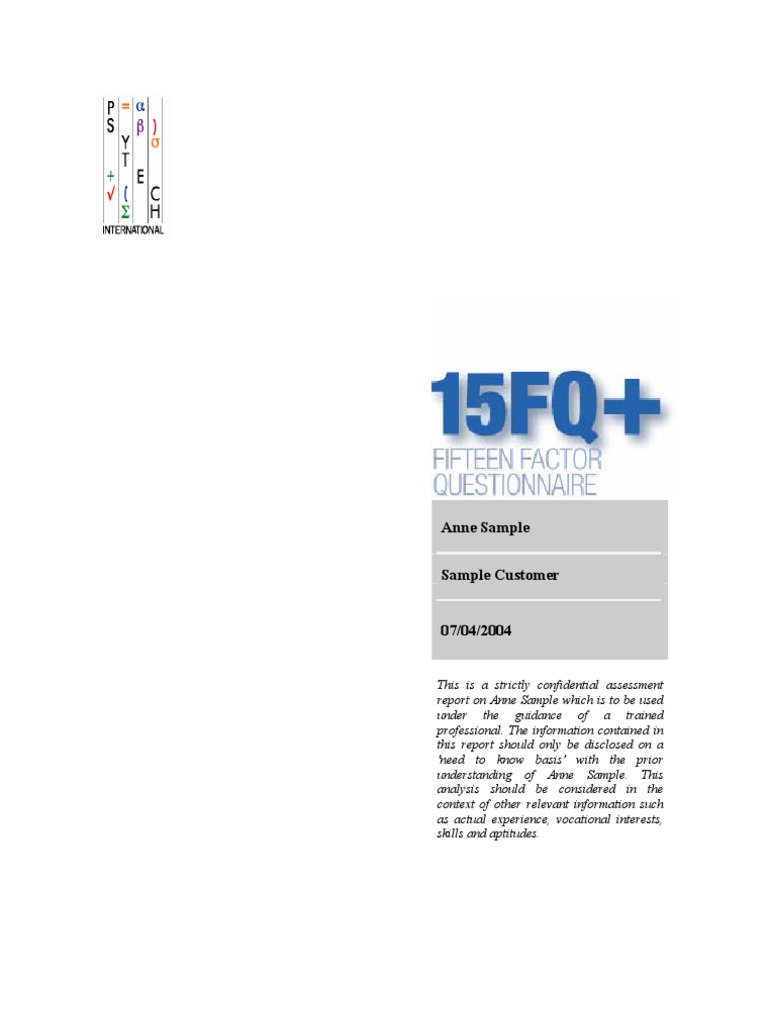 15FQ+ Sample Report | PDF | Leadership | Industrial And Organizational ...