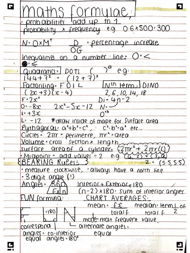 Maths Formulae - Calculator Foundation Maths GCSE | PDF