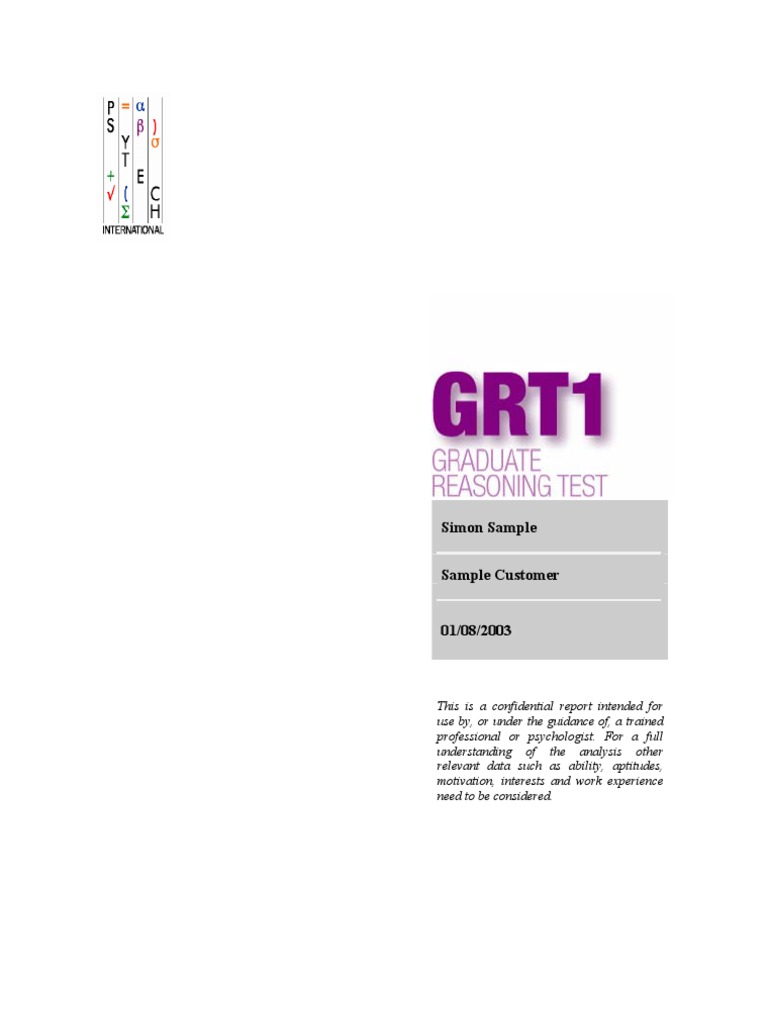 GRT1 Sample Report | PDF | Understanding | Reason