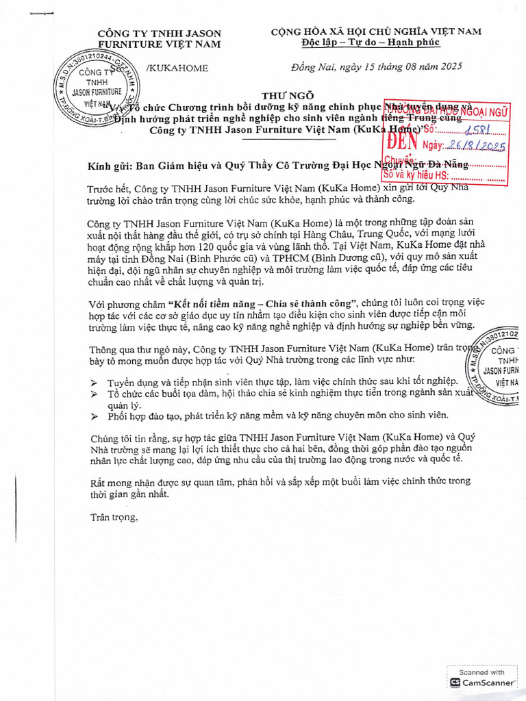 Cong Van Cong Ty Jason Furniture Viet Nam | PDF