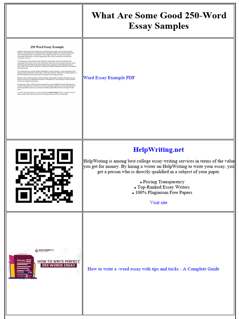 What Are Some Good 250-Word Essay Samples | PDF | Essays | Plagiarism