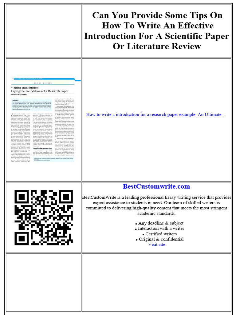 Can You Provide Some Tips on How to Write an Effective Introduction for ...