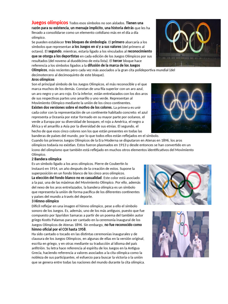 Símbolos de los Juegos Olímpicos | PDF | Juegos olímpicos | Juegos ...