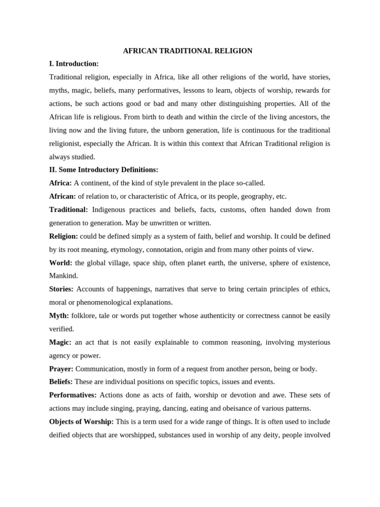Understanding African Traditional Religion | PDF | Faith | Spirituality