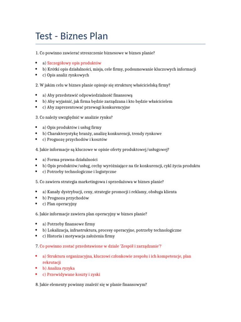 Biznes Plan Test | PDF