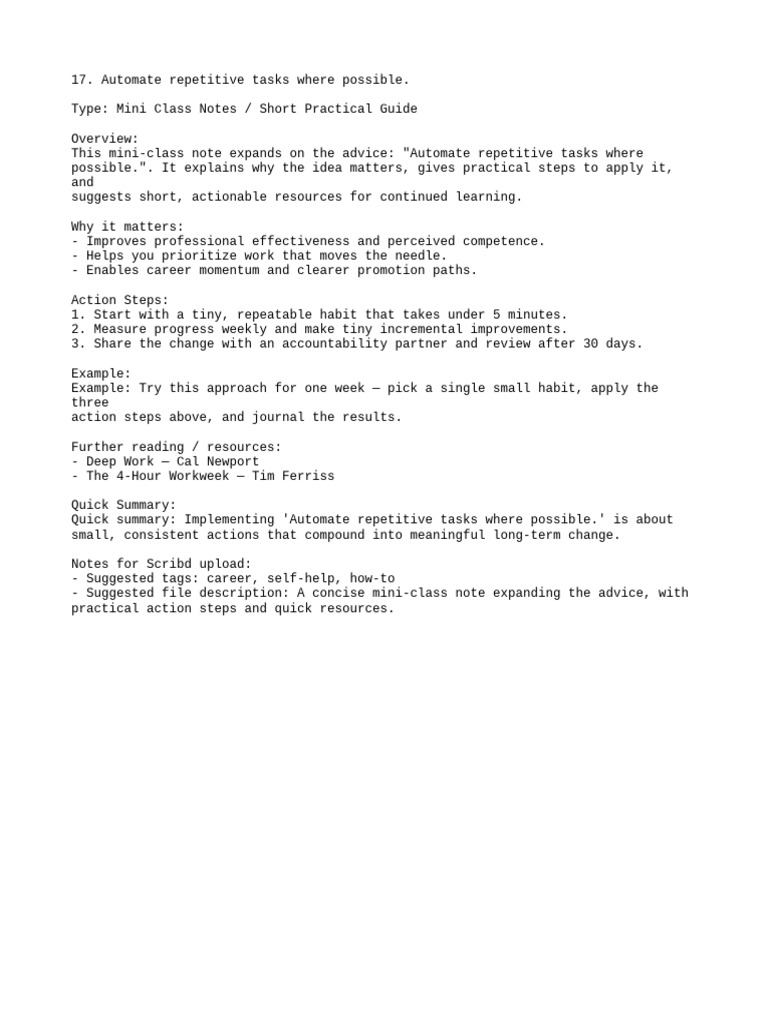 17 Automate Repetitive Tasks Where Possible | PDF