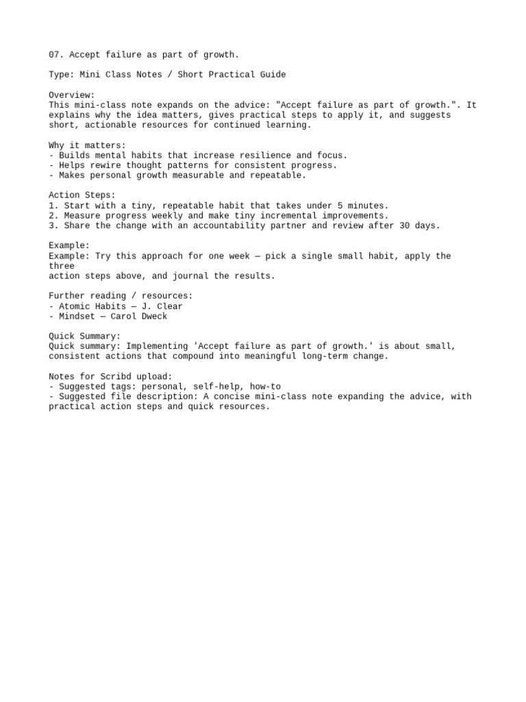 07 Accept Failure As Part of Growth | PDF