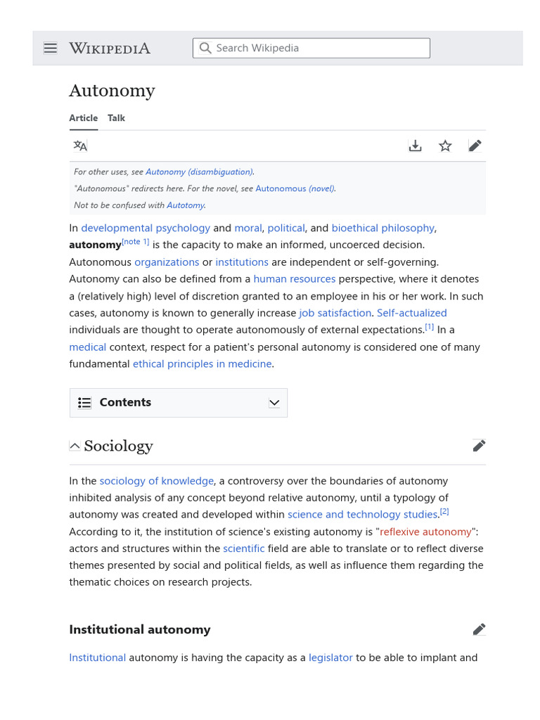 En M Wikipedia Org Wiki Autonomy... | PDF | Autonomy | Immanuel Kant