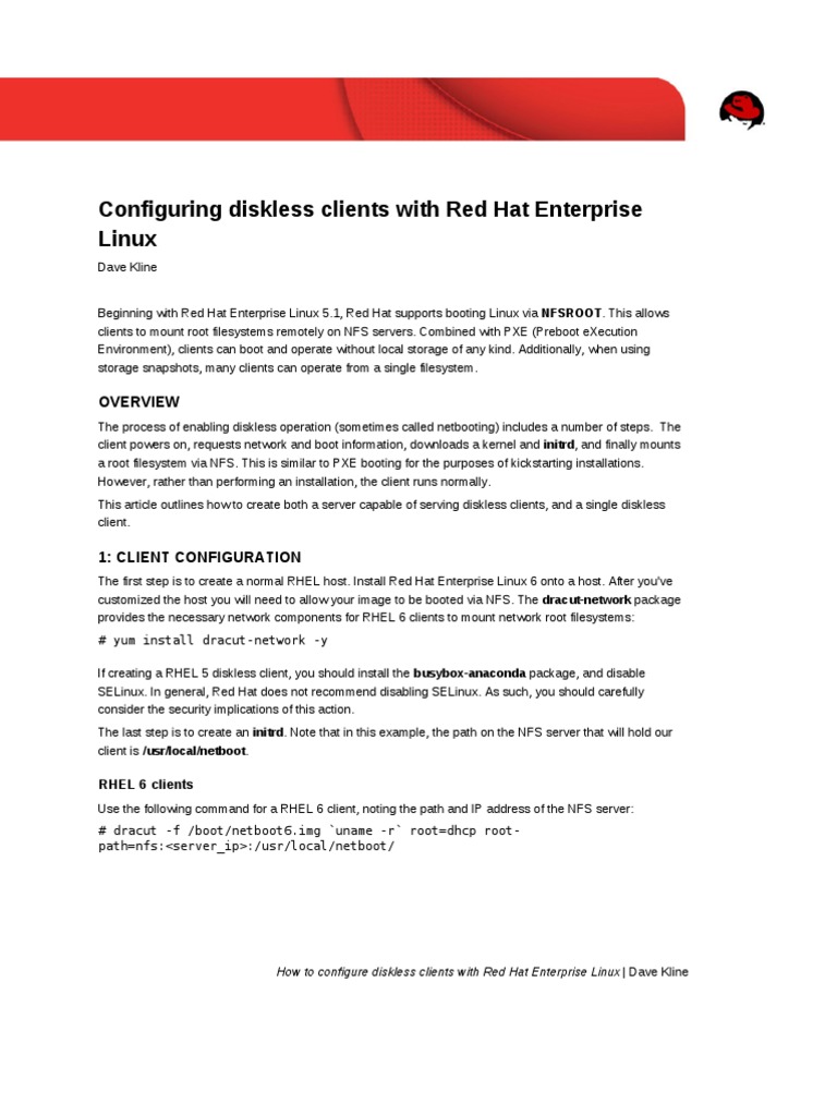 Configuring Diskless Clients With Red Hat Enterprise Linux 0 | PDF | File System | Network ...
