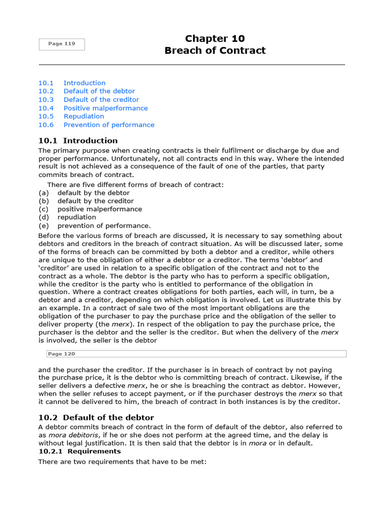 10 Chapter Breach of Contract | PDF | Breach Of Contract | Legal Liability