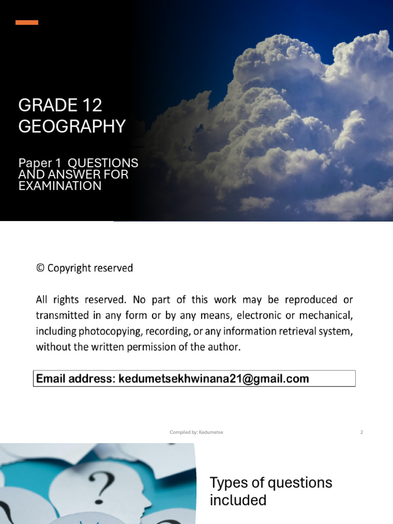 Grade 12 Geography Questions For Exam Preparation (Paper 1) | PDF ...
