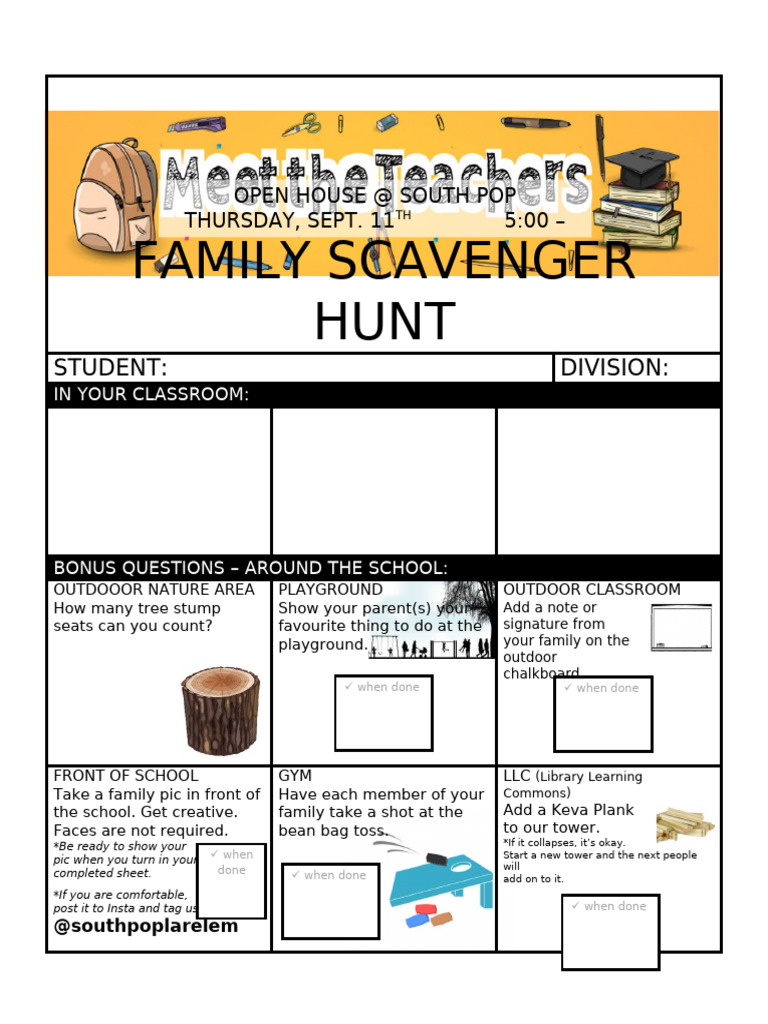 Meet The Teacher - Scavenger Hunt 2025 | PDF