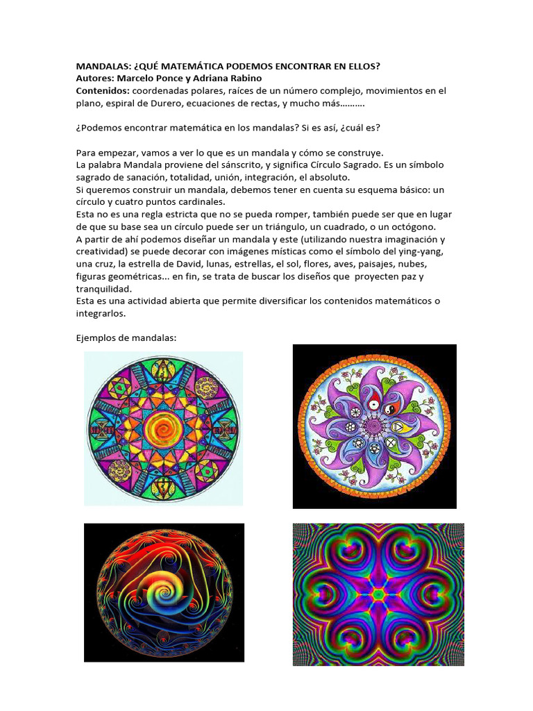 Matemáticas en Mandalas: Exploración y Creación | PDF | Geometría ...