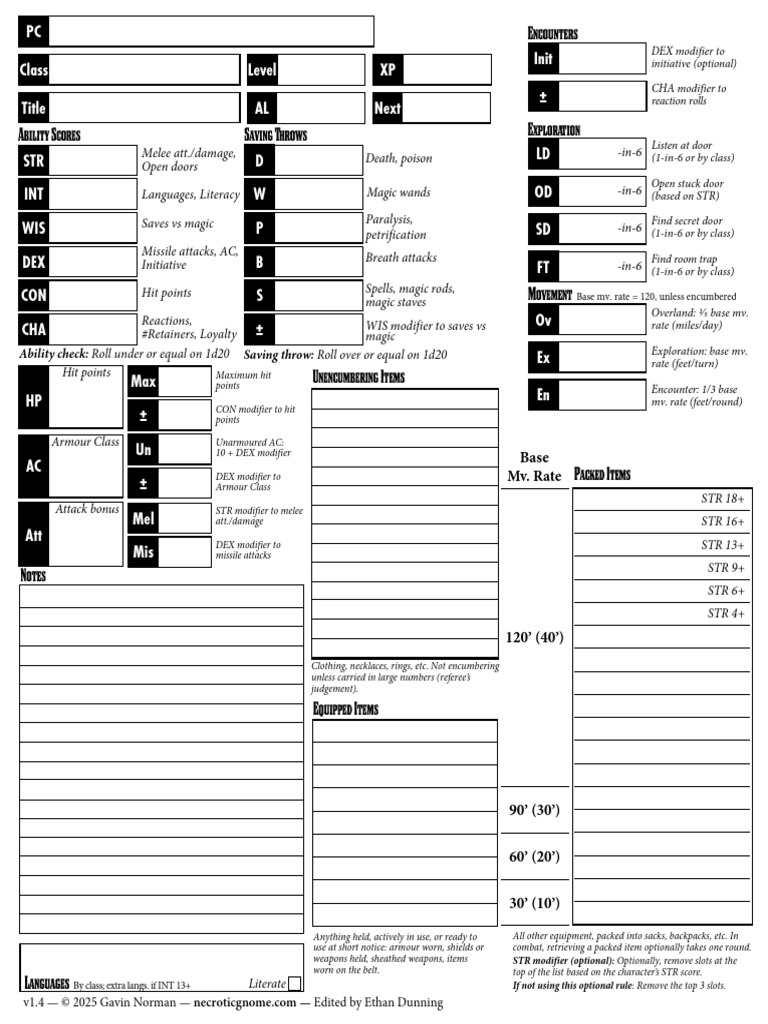 Scurry Character Sheet | PDF