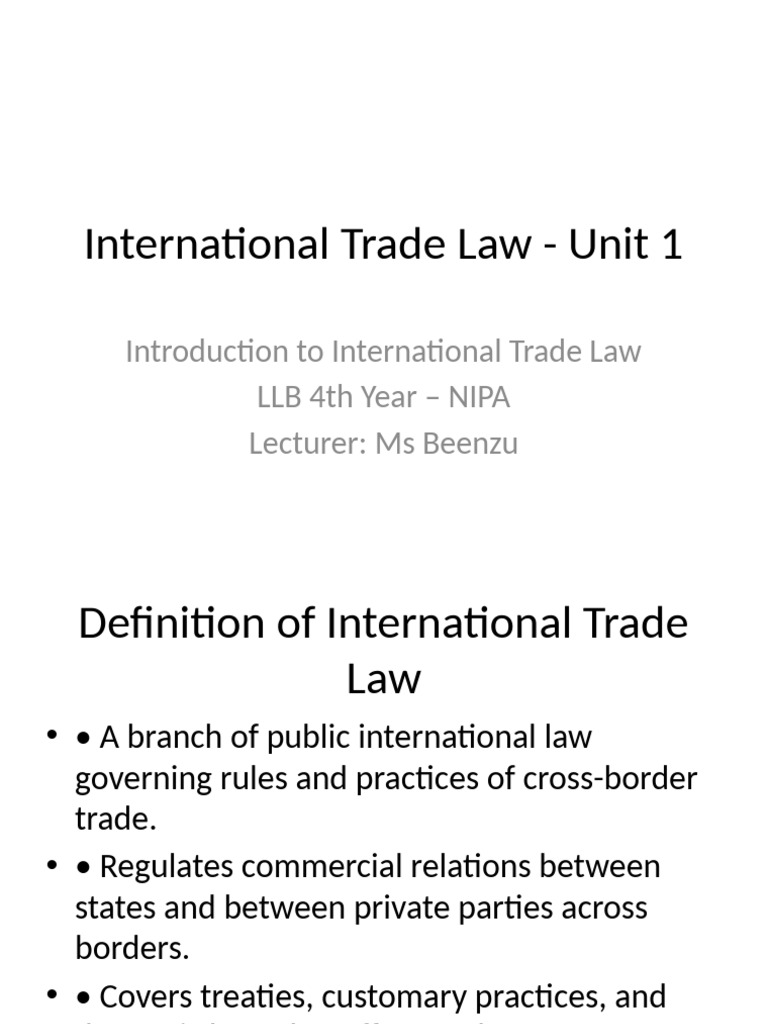 Introduction to International Trade Law | PDF