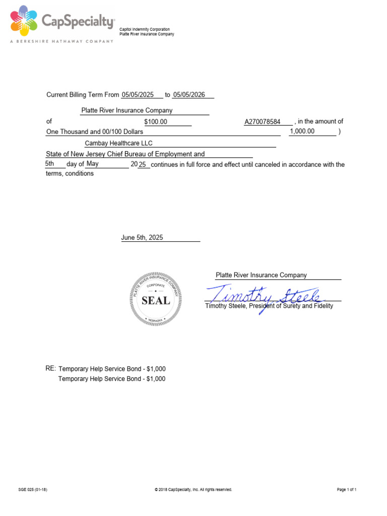 Bond Verification Certificate | PDF